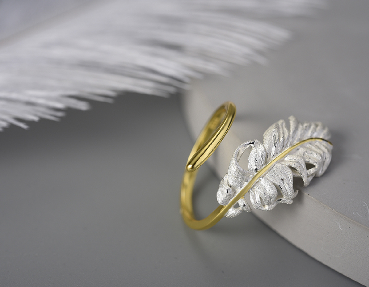 Sterling Silver | Goose Feather Ring - Lotus Fun