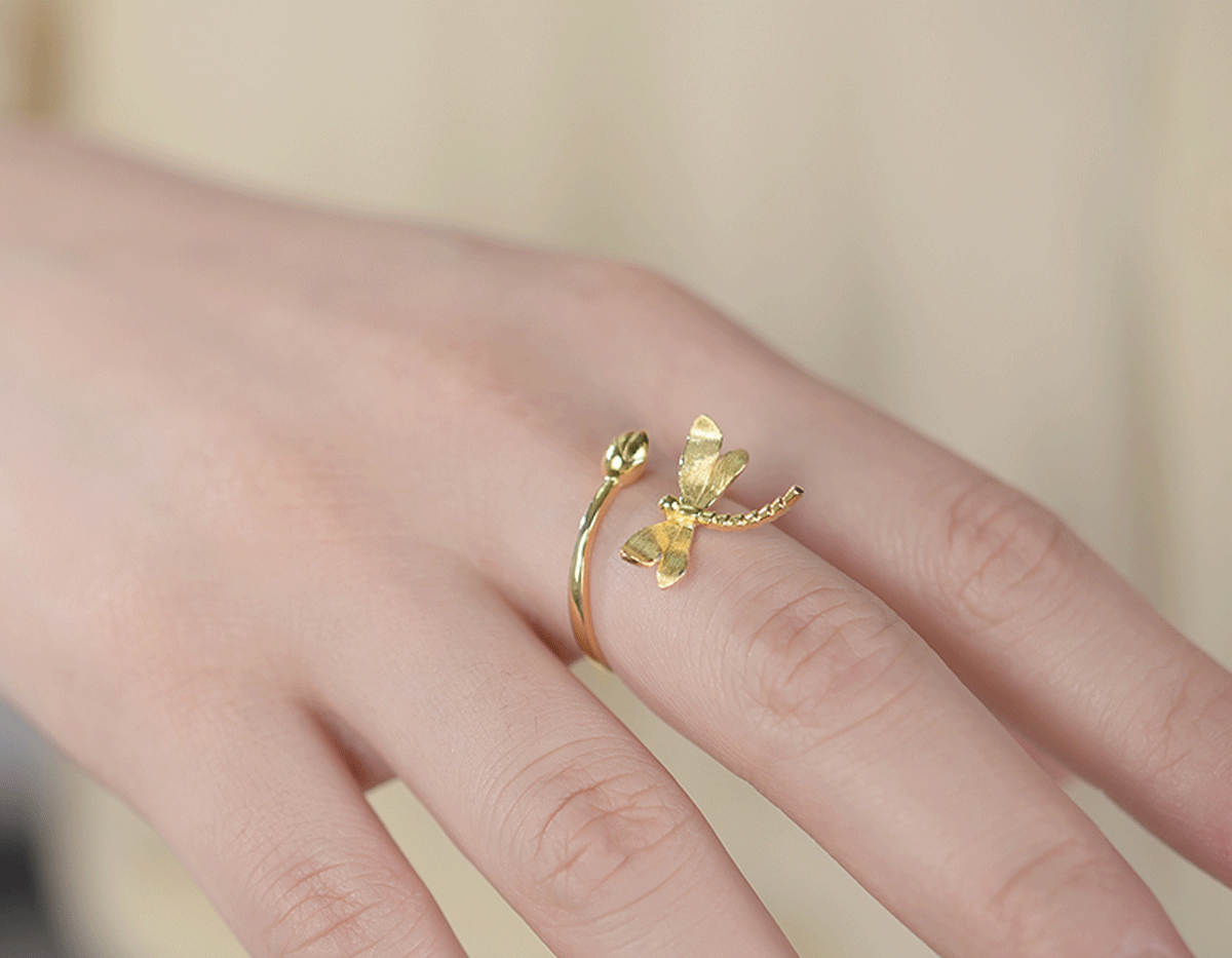 Sterling Silver | Dragonfly Lotus Bud Ring - Lotus Fun