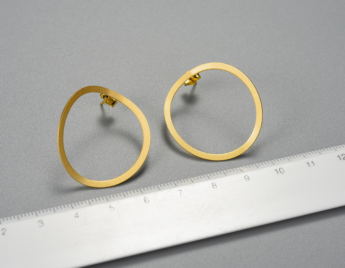 Sterling Silver | Minimalist Big Round Earring - Lotus Fun