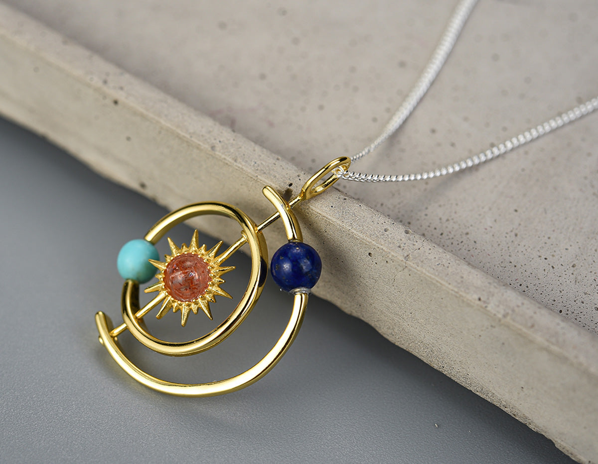 Sterling Silver | Solar System Pendant - Lotus Fun