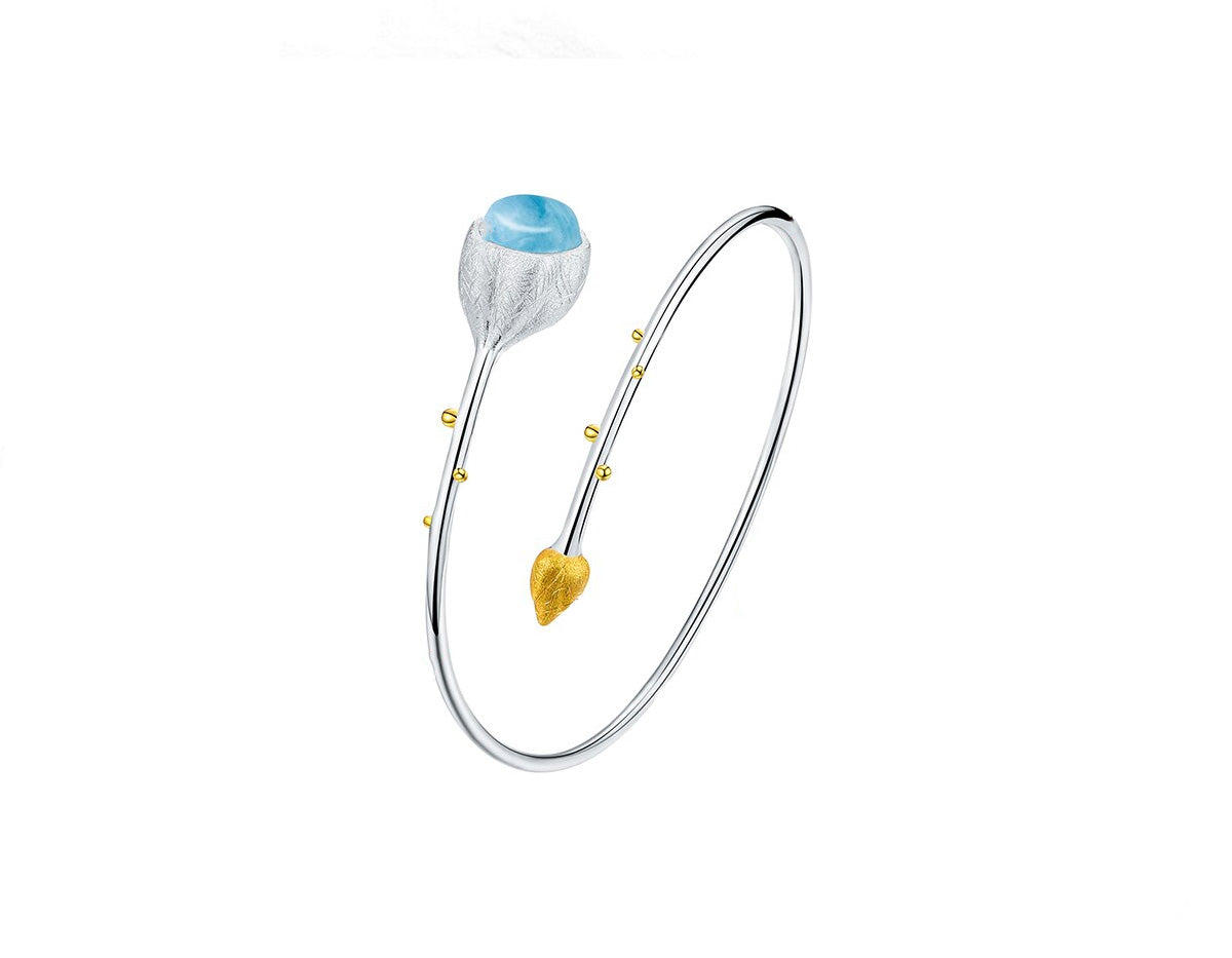 Sterling Silver | Lotus Bud Bangle - Lotus Fun