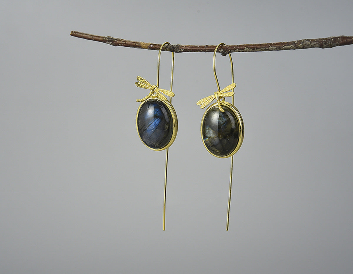 Sterling Silver | Dragonfly Labradorite Earring - Lotus Fun