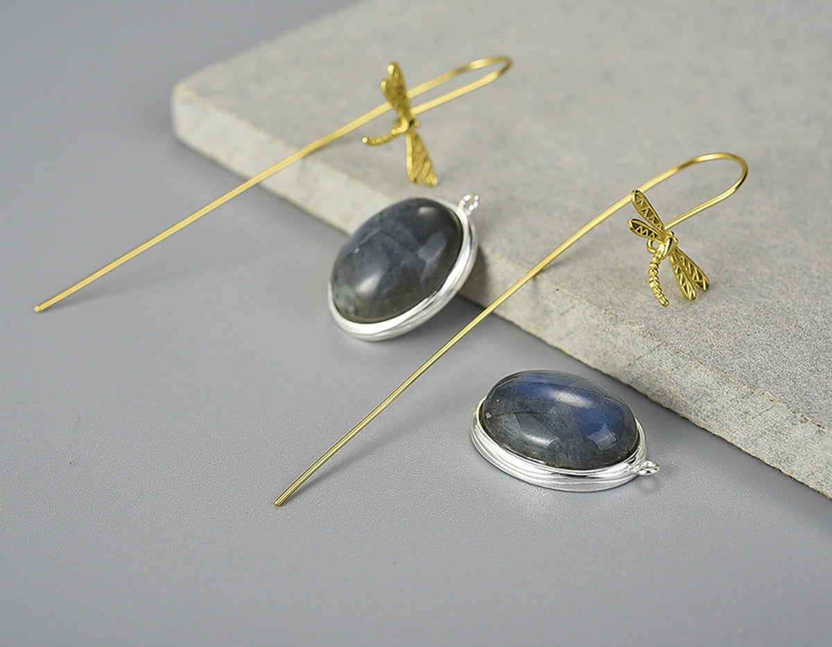 Sterling Silver | Dragonfly Labradorite Earring - Lotus Fun
