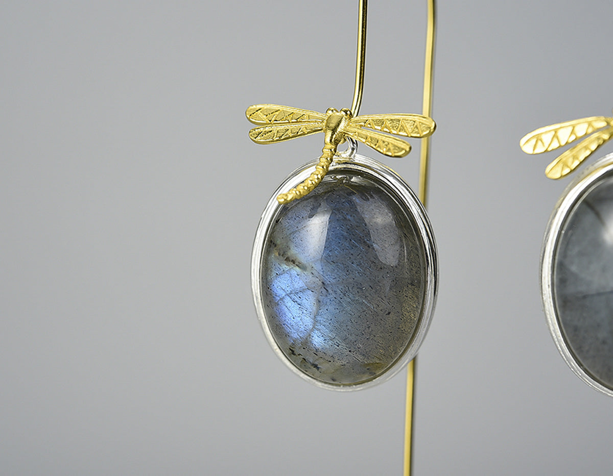 Sterling Silver | Dragonfly Labradorite Earring - Lotus Fun