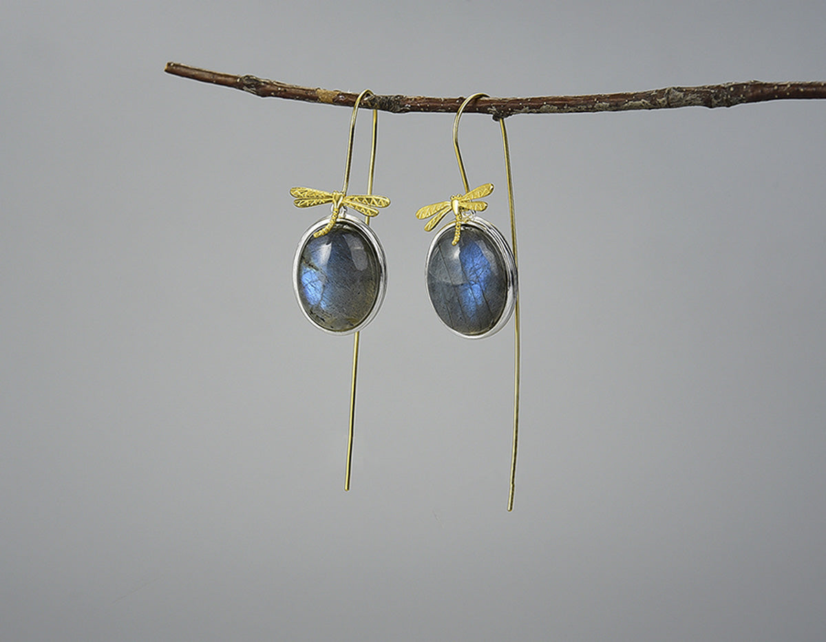 Sterling Silver | Dragonfly Labradorite Earring - Lotus Fun