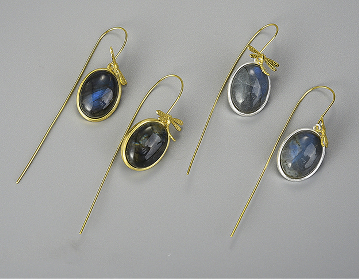 Sterling Silver | Dragonfly Labradorite Earring - Lotus Fun