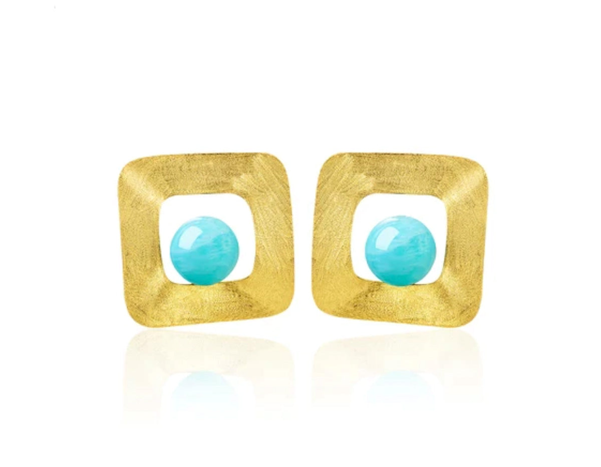Sterling Silver | Freeform Square Stud Earring - Lotus Fun
