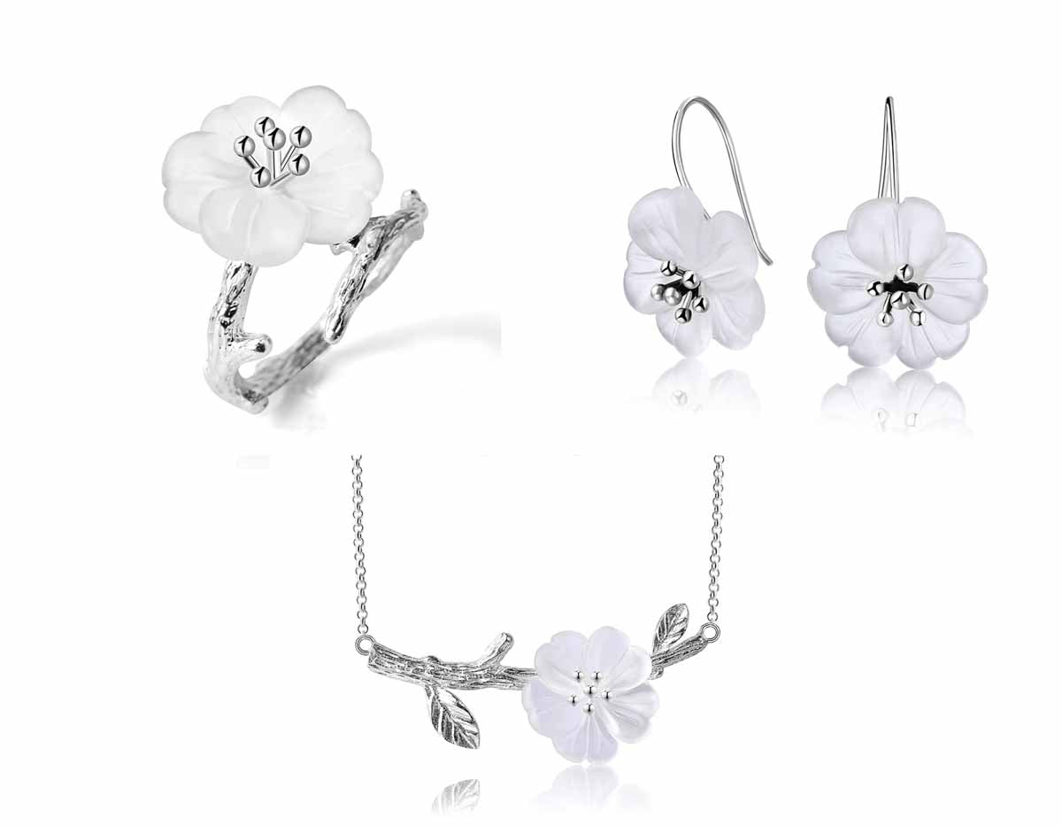 Sterling Silver | Flower in the Rain Jewelry Set – Lotus Fun