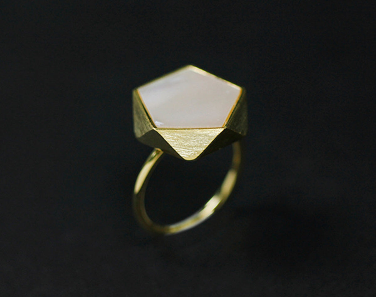 Sterling Silver | Pentagon Geometric Ring - Lotus Fun