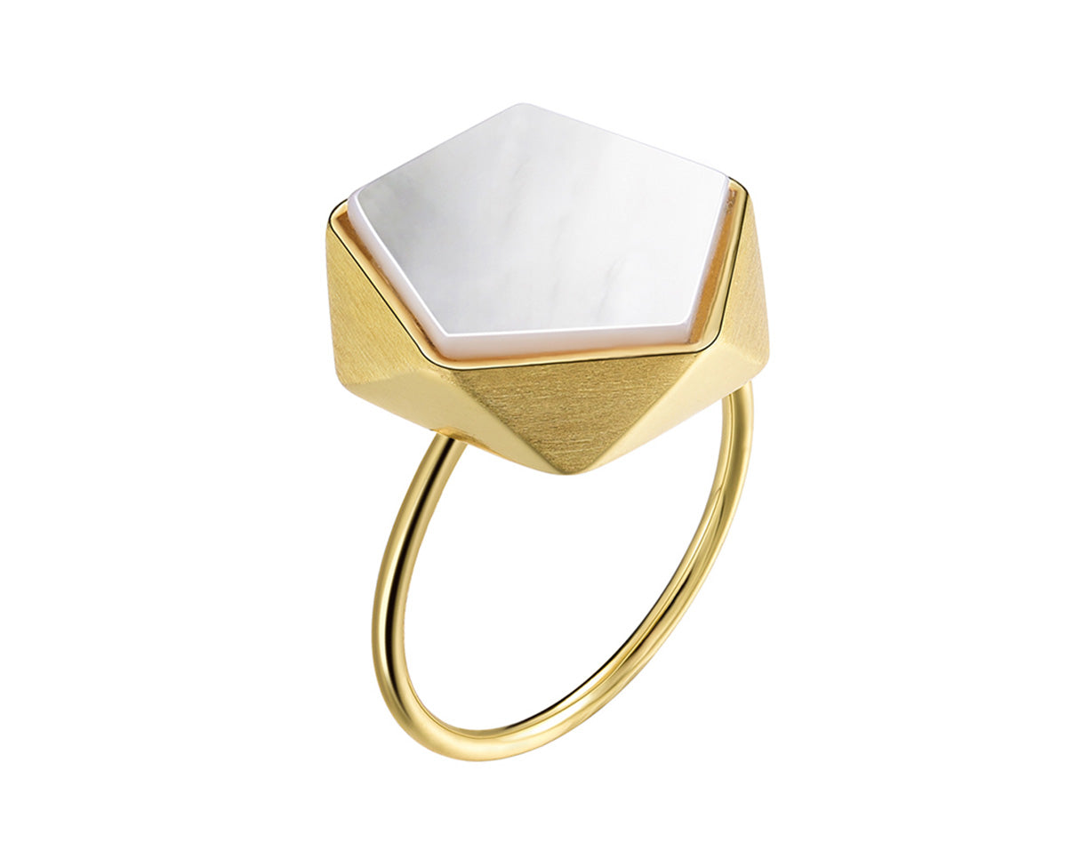 Sterling Silver | Pentagon Geometric Ring - Lotus Fun