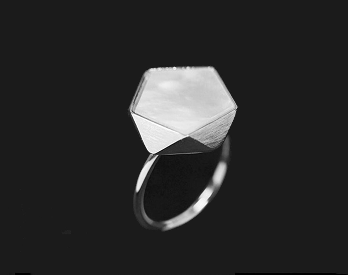 Sterling Silver | Pentagon Geometric Ring - Lotus Fun