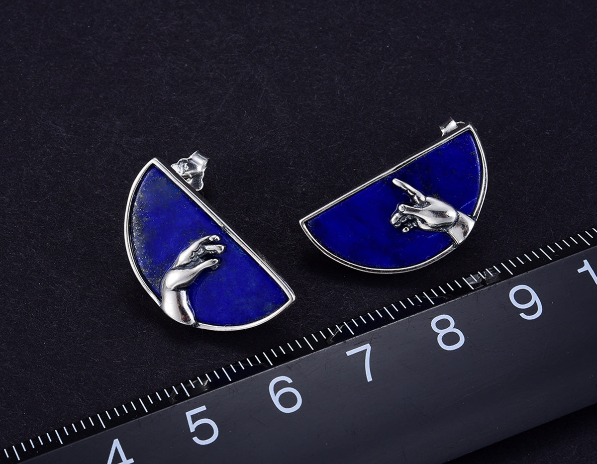 Sterling Silver | Hand of God Earring Stud - Lotus Fun