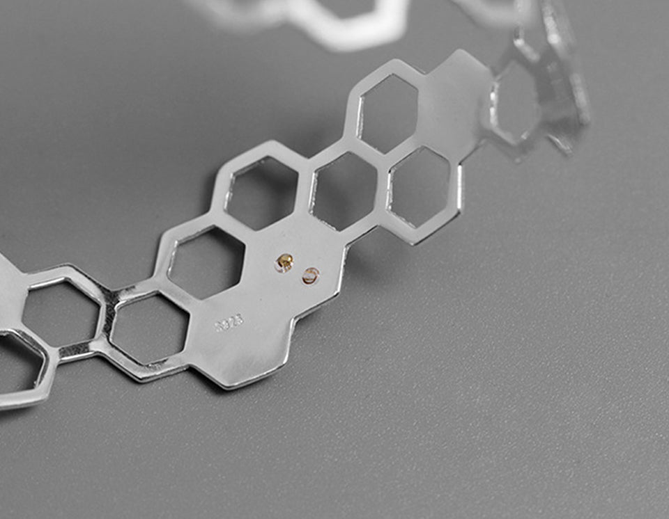 Sterling Silver Honeycomb Bangle - Lotus Fun