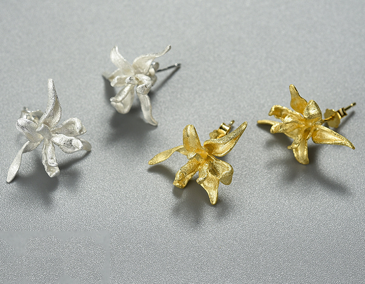 Sterling Silver | Iris Flower Stud Earring - Lotus Fun