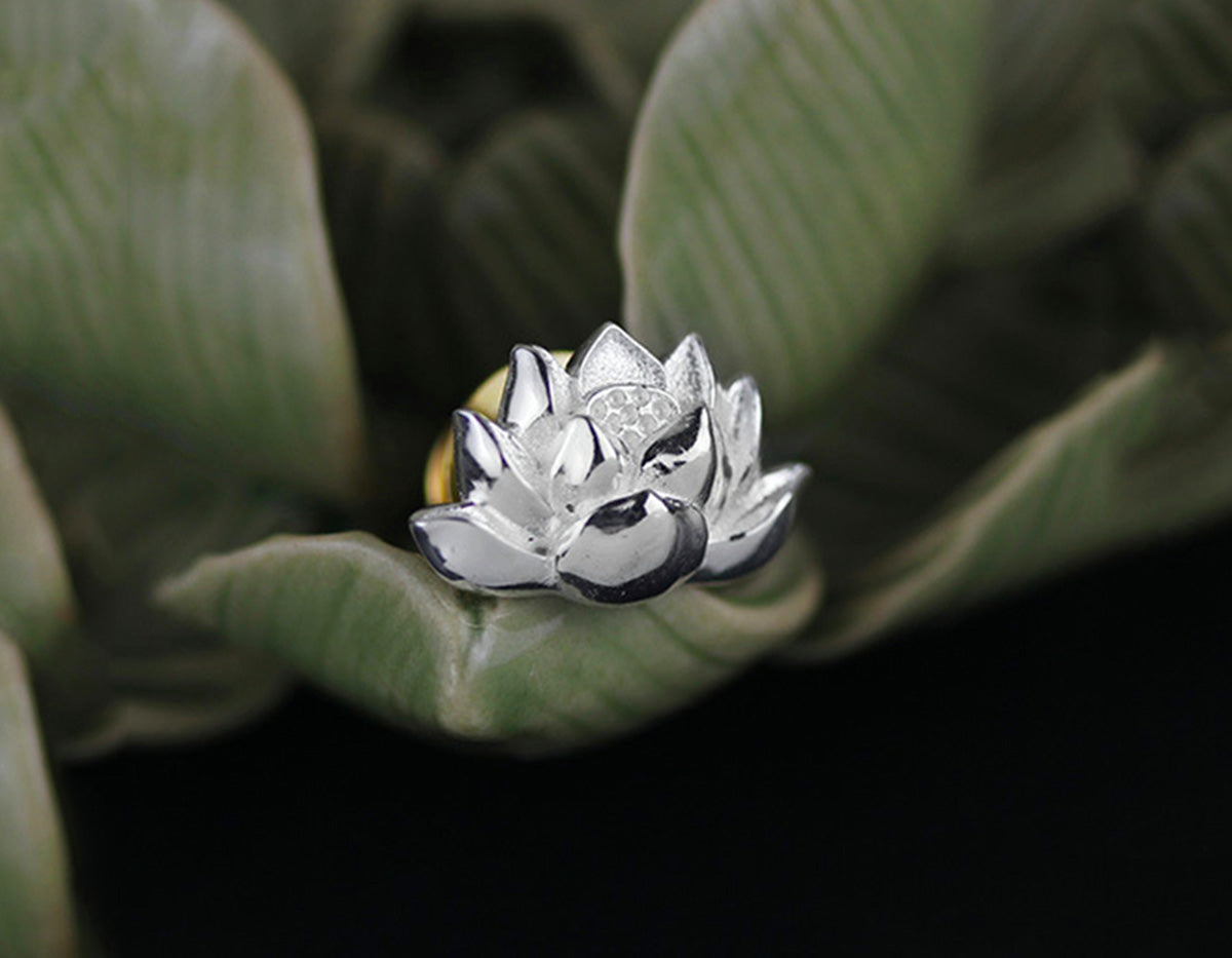 Sterling Silver | Lotus Symbol Brooch - Lotus Fun