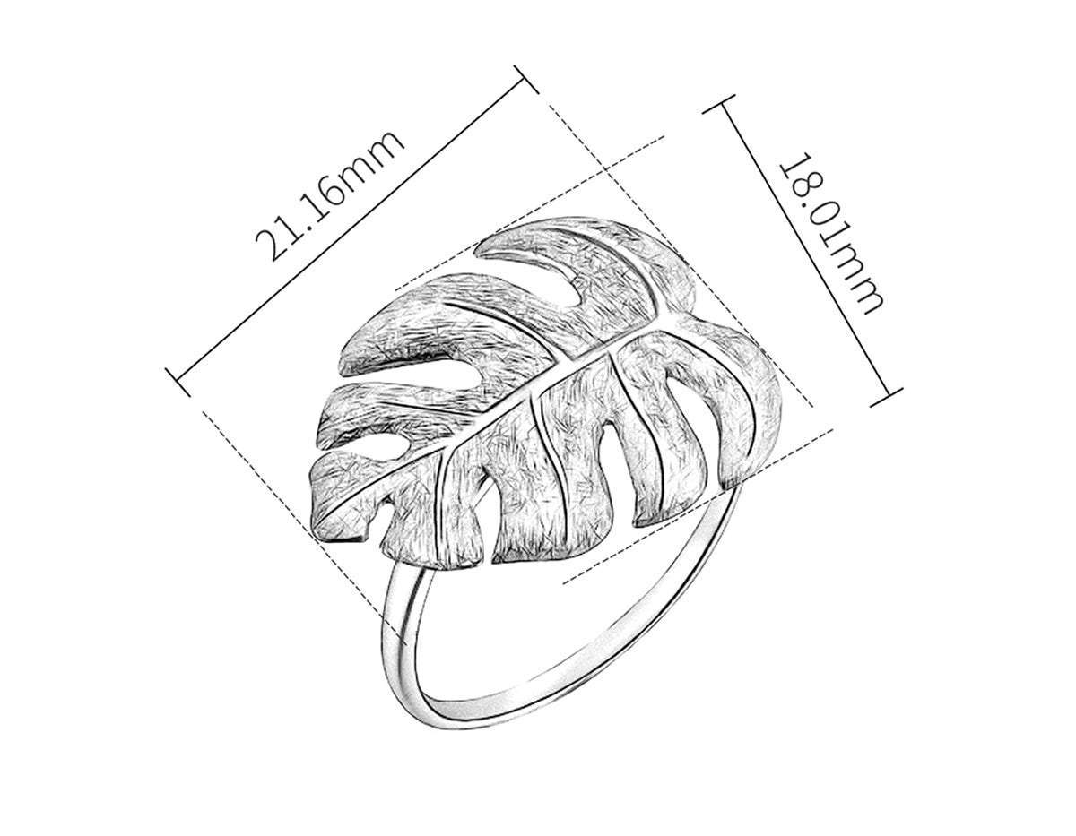 Sterling Silver | Monstera Leaf Ring - Lotus Fun