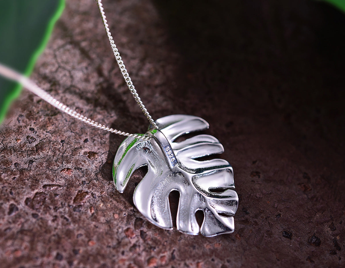 Sterling Silver | Monstera Leaf Pendant - Lotus Fun