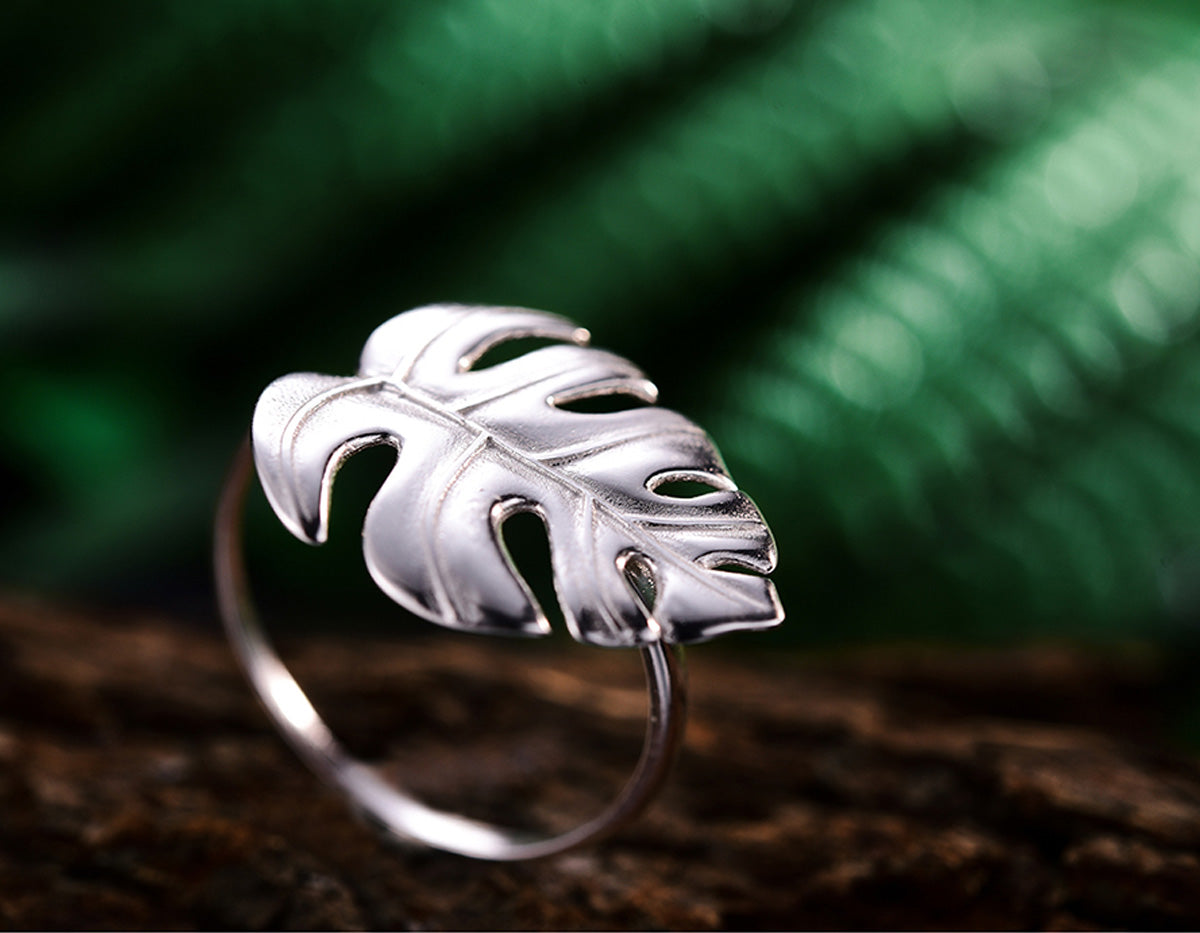 Sterling Silver | Monstera Leaf Ring - Lotus Fun