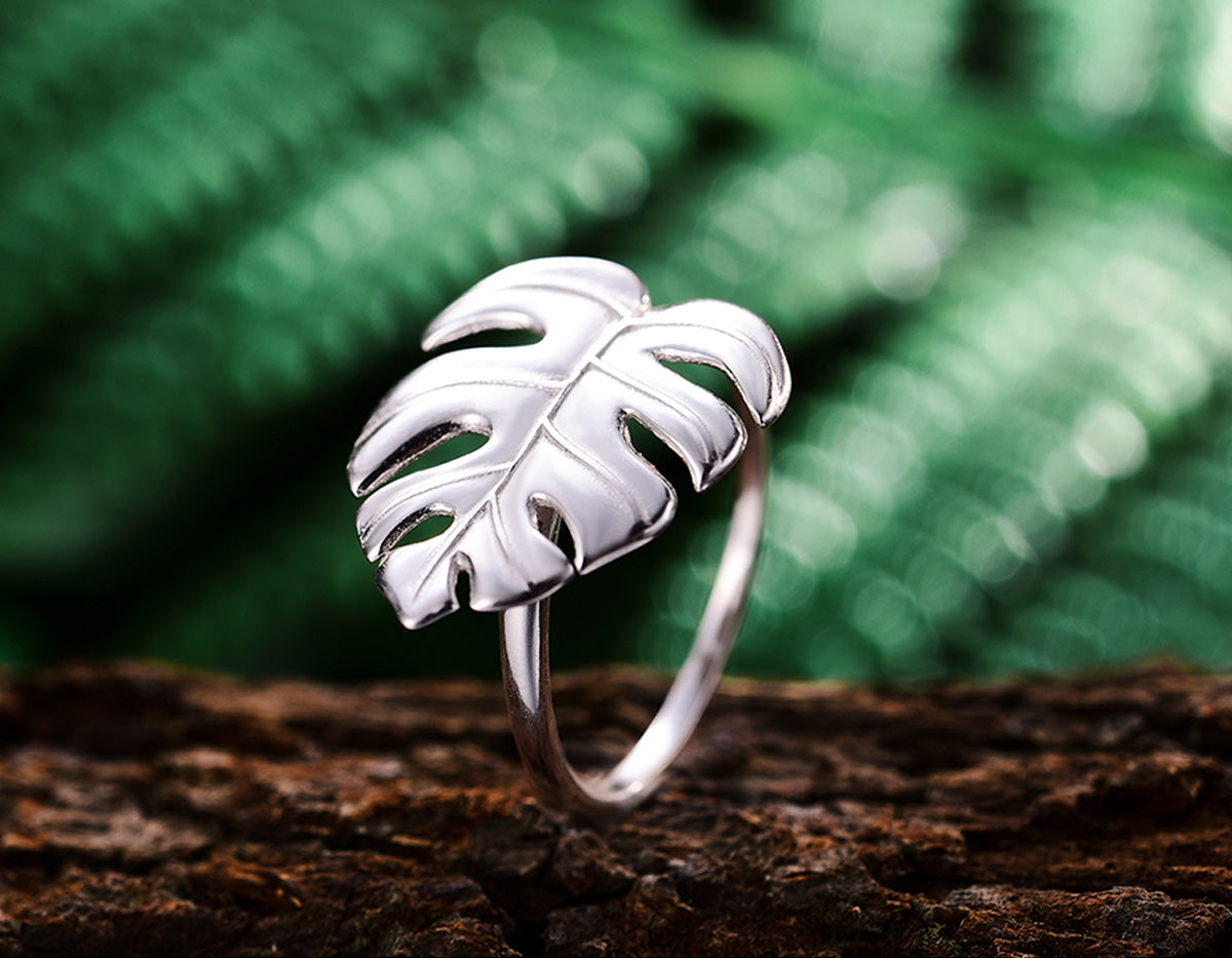 Sterling Silver | Monstera Leaf Ring - Lotus Fun