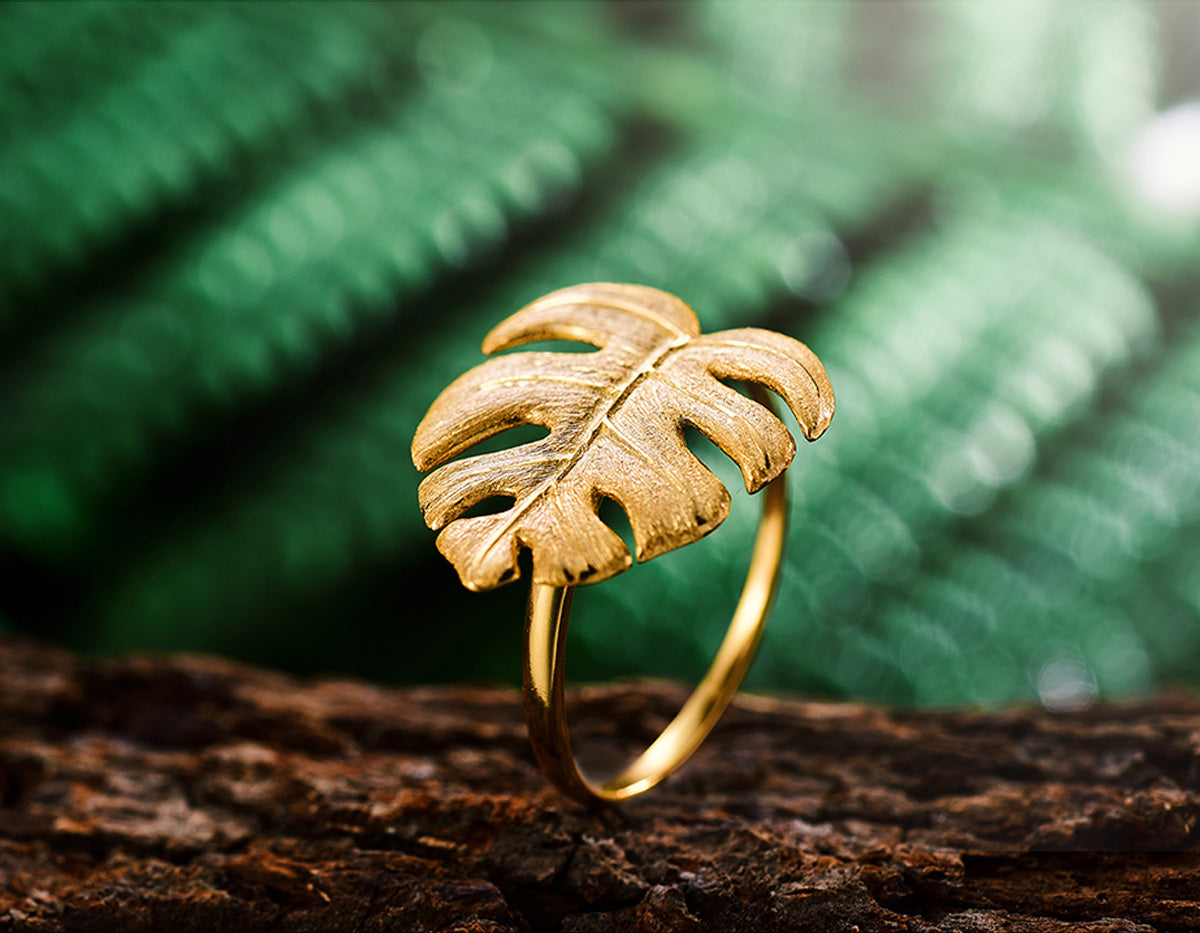 Sterling Silver | Monstera Leaf Ring - Lotus Fun