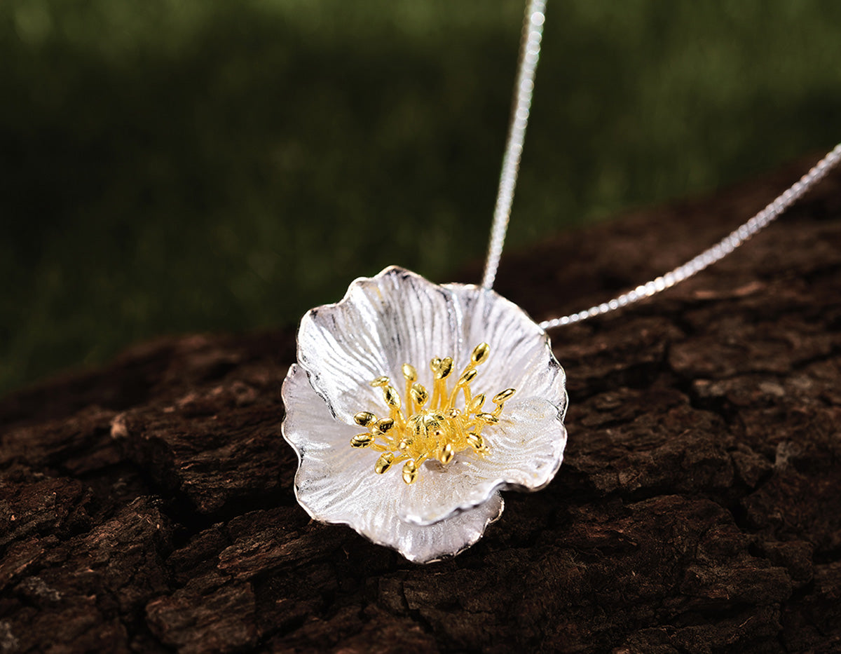 Sterling Silver | Blooming Poppies Pendant - Lotus Fun