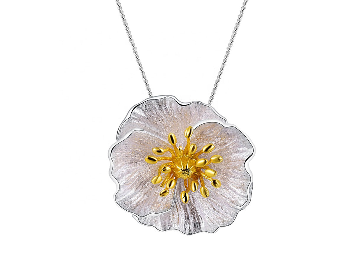 Sterling Silver | Blooming Poppies Pendant - Lotus Fun