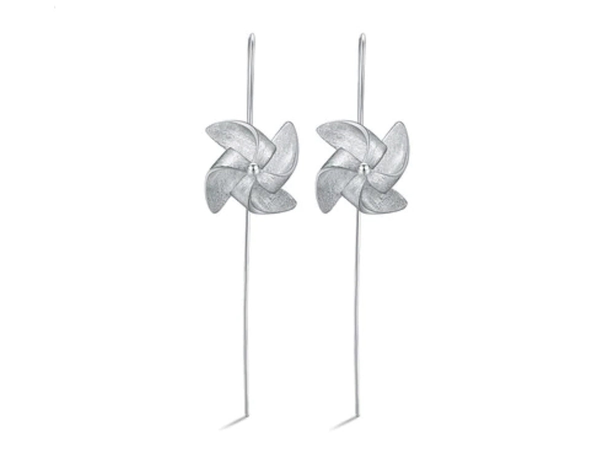 Sterling Silver | Rotatable Windmill Earring - Lotus Fun